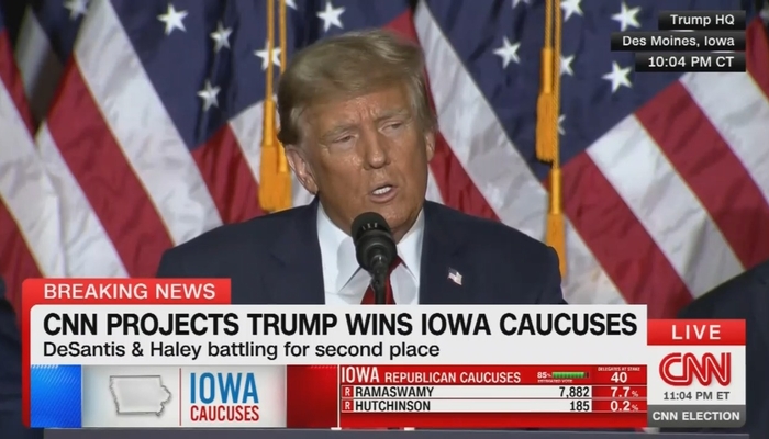 CNN Cuts Away from Trump's Iowa Victory Speech After Mentioning Border Crisis